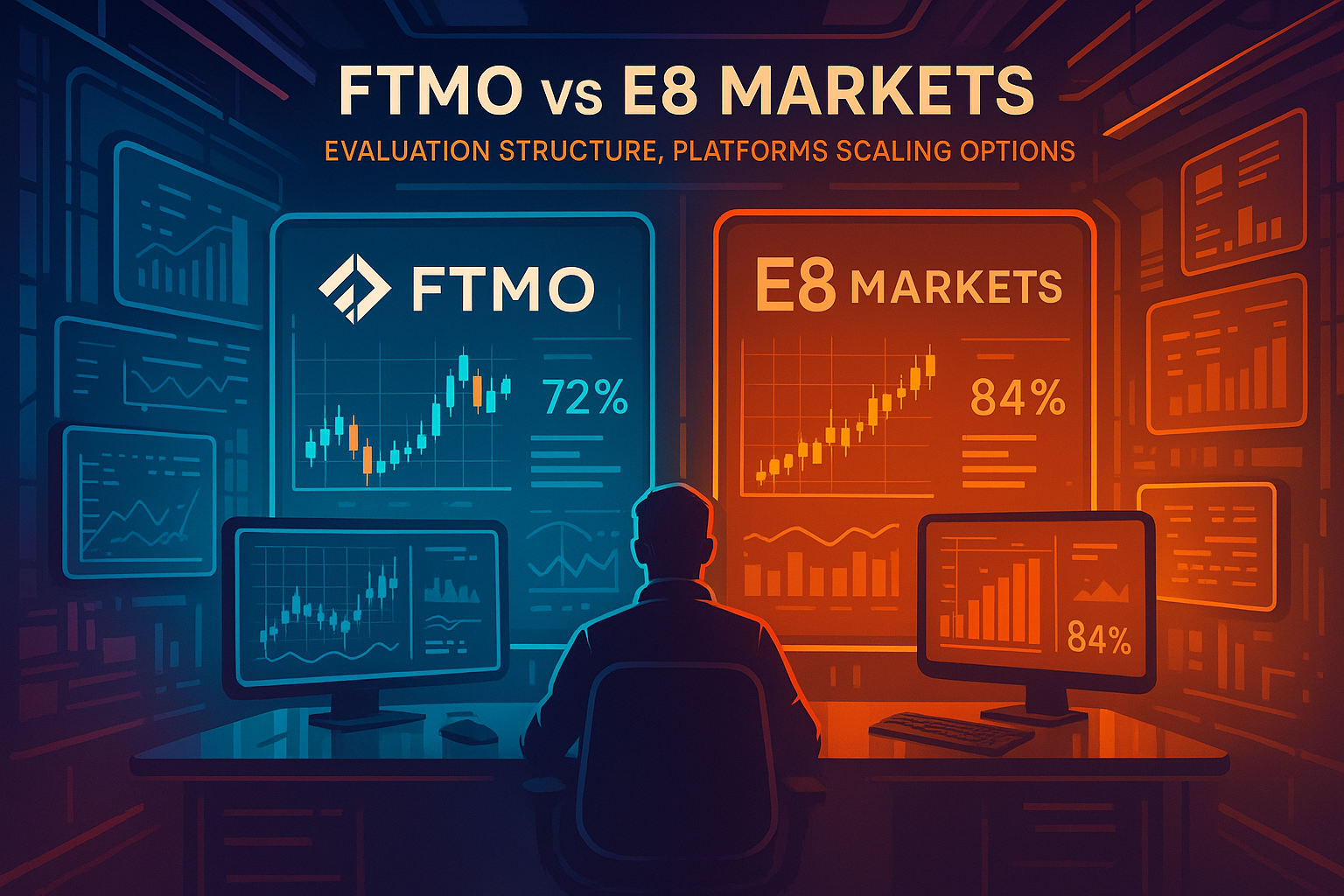 FTMO vs E8 Markets: Evaluation Structure, Platforms & Scaling Options